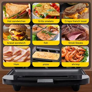 Aigostar Sandwich Maker, Non-Stick Panini Press Sandwich Maker Breakfast Grilled Cheese Maker, Stainless Steel Tostadora de Pan