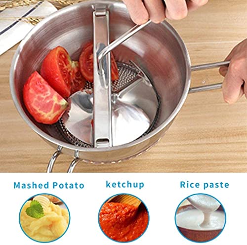 Food Mill Stainless Steel With 3 Grinding Milling Discs&Handle, Durable Bowl Rotary Food Mill for Tomato Sauce, Applesauce, Puree, Mashed Potatoes, Jams, Baby Food