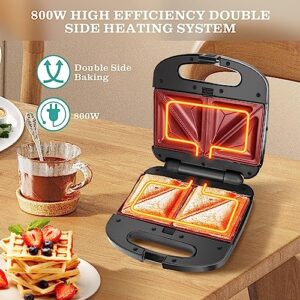 Sandwich Maker 3 in 1, Taylor Swoden Compact Waffle Maker with Removable Plates,Electric Panini Press Grill with Non-Stick Plates, LED Indicator Lights, Cool Touch Handle, Anti-Skid Feet