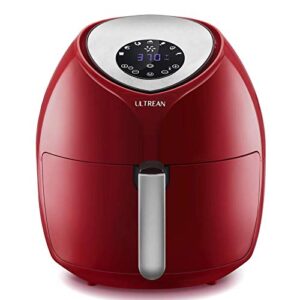 ultrean large air fryer 8.5 quart, electric hot airfryer xl oven oilless cooker with 7 presets, lcd digital touch screen and nonstick detachable basket, ul certified, cook book, 1700w (red)