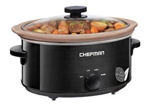 chefman 5 qt. slow cooker, all-natural, glaze & chemical-free pot , stovetop or oven cooking, dishwasher safe crock; naturally nonstick & paleo-friendly, low-lead stoneware, bonus recipes included