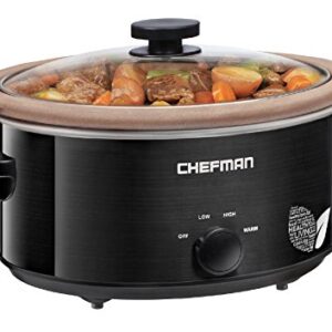 Chefman 5 Qt. Slow Cooker, All-Natural, Glaze & Chemical-Free Pot , Stovetop or Oven Cooking, Dishwasher Safe Crock; Naturally Nonstick & Paleo-Friendly, Low-Lead Stoneware, Bonus Recipes Included