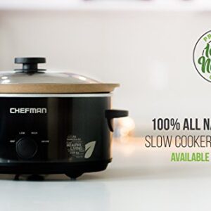 Chefman 5 Qt. Slow Cooker, All-Natural, Glaze & Chemical-Free Pot , Stovetop or Oven Cooking, Dishwasher Safe Crock; Naturally Nonstick & Paleo-Friendly, Low-Lead Stoneware, Bonus Recipes Included