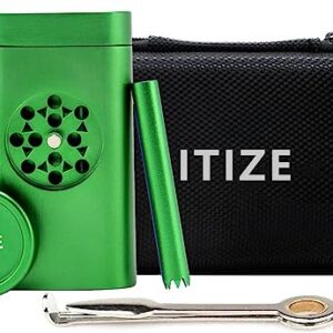 ITIZE Portable Removable Container Box, Large Capacity Storage Box with Magnetic Lid and Mini Grinder, Best Combination(Green)