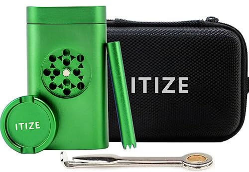 ITIZE Portable Removable Container Box, Large Capacity Storage Box with Magnetic Lid and Mini Grinder, Best Combination(Green)