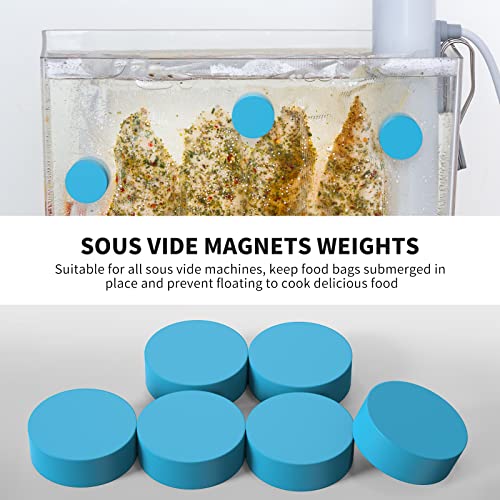 Sous Vide Magnets, 6 Pack Magnet Clips Weights Accessories Works on Sous Vide Machines to Keep Food Submerged and Fix, Food Grade Silicone Coated, replace with Sous Vide Weights Balls Clips and Racks