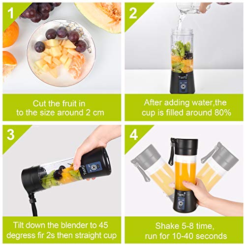 Portable Blender Bottles, Mini Personal Blender for shakes and smoothies (Black)