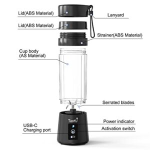 Portable Blender Bottles, Mini Personal Blender for shakes and smoothies (Black)