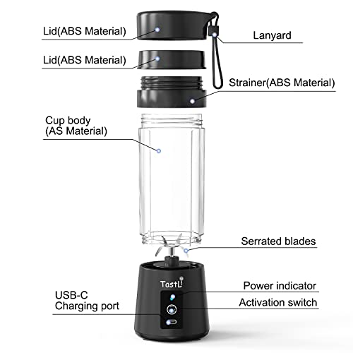 Portable Blender Bottles, Mini Personal Blender for shakes and smoothies (Black)