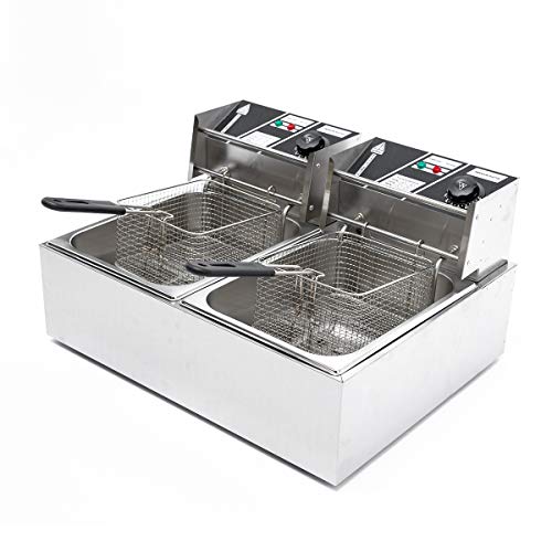 Electric Deep Fryer 5000W Commercial, 12L Dual Tank Deep Electric Fryer Home With Basket