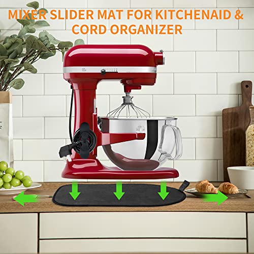 Owowong Sliding Mat for Kitchenaid Stand Mixer Slider Mat for KitchenAid 5-8 Qt Appliances Air Fryer Slider Mat, 4.5-5 Qt Mat+ Black Bendable Kitchen Accessories