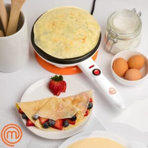 MasterChef Cordless Crepe Maker with Non-stick Dipping Plate plus Electric Base and Spatula, Recipe Guide Included, Fun Baking Gift