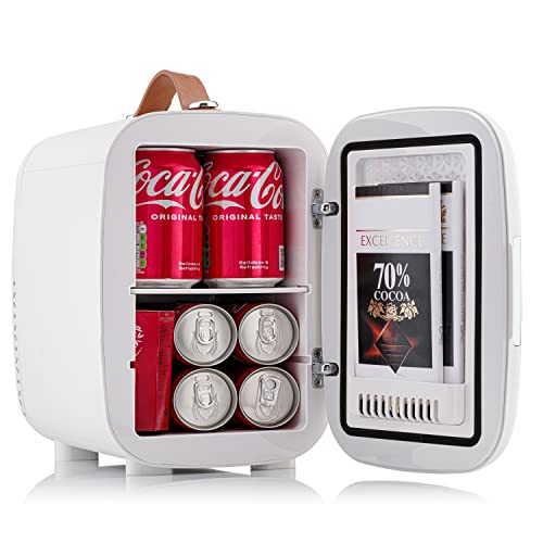 Subcold Pro4 Luxury Mini Fridge Cooler 4 Litre / 6 Cans AC & Exclusive USB ECO Power Option | Portable Small Refrigerator For The Office, Bedroom, Car, Travel, Skincare & Cosmetic (White)