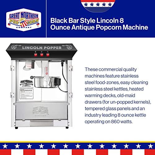 Great Northern Popcorn Black Bar Style Lincoln 8 Ounce Antique Popcorn Machine (Bar Style)