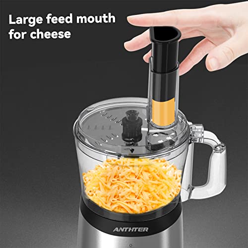 Anthter CY-367 Food Processor & Vegetable Chopper for Slicing, Shredding, Chopping, Dough and Purees, 7 Processor Cups, 600W,Stainless Steel