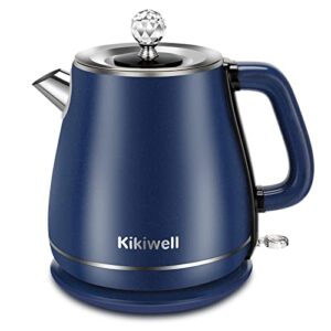 electric kettles stainless steel for boiling water, double wall hot water boiler heater, cool touch electric teapot, auto shut-off & boil-dry protection, 120v/1200w, 1.8liter, 2 year warranty(blue)