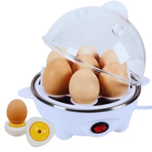 electric egg cooker with egg piercer, rapid egg boiler with auto shut off for hard boiled eggs, perfect for quick breakfast; poached eggs, scrambled eggs, omelets (white)