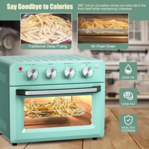 SIMOE Air Fryer Toaster Oven, 7 in 1 Retro Toaster Oven, All in One Convection Oven Combo for Family Use, 19QT, 5 Accessories & Recipe Book (Green)