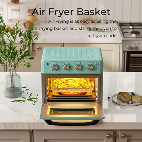 SIMOE Air Fryer Toaster Oven, 7 in 1 Retro Toaster Oven, All in One Convection Oven Combo for Family Use, 19QT, 5 Accessories & Recipe Book (Green)