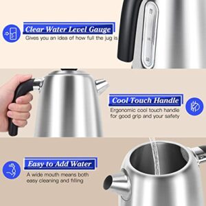 Aigostar Electric Kettle Temperature Control, Electric Tea Kettle with LED Display & 7 Presets, 304 Stainless Steel Hot Water Boiler with 120Min Keep Warm, Boil-Dry Protection, BPA Free,1.7L