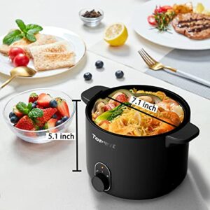 Topwit Electric Pot, 1.5L Non-stick Ramen Cooker, Multi-Function Hot Pot Electric for Pasta, Noodles, Steak, Egg, Electric Cooker with Dual Power Control, Over-Heating and Boil Dry Protection, Black