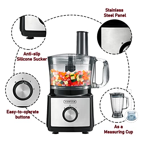 Kognita 13 Cup Food Processor Blender Combo Vegetable Chopper, Food Processor 500W with 2 Speeds Plus Pulse for Chopping, Slicing, Fine Grating, Emulsifyin, Dough, With 8-in-1 Multi-function Grinding Cup and Mixing Cup