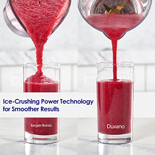 Duxano Personal Blender Set for Shakes and Smoothies,Powerful Ice-Crushing Portable Mixer with 40oz. Large Capacity Pitcher, 2x18oz. Travel Sports Bottles, Coffee Grinder,15-Piece, 2 Spout Lids - Perfect for Your Kitchen