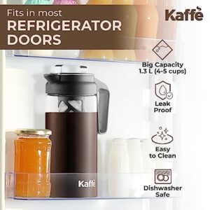 Kaffe Cold Brew Coffee Maker, 1.3L Iced Coffee Pitcher, Cold Brew Coffee and Tea Brewer, Easy to Clean Mesh filter, Double Wall Tritan Glass (1.3L)