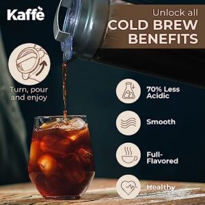 Kaffe Cold Brew Coffee Maker, 1.3L Iced Coffee Pitcher, Cold Brew Coffee and Tea Brewer, Easy to Clean Mesh filter, Double Wall Tritan Glass (1.3L)