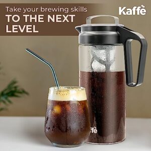 Kaffe Cold Brew Coffee Maker, 1.3L Iced Coffee Pitcher, Cold Brew Coffee and Tea Brewer, Easy to Clean Mesh filter, Double Wall Tritan Glass (1.3L)