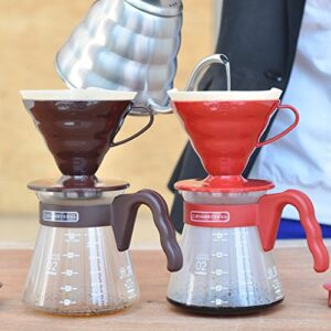 Hario V60 Pour Over Starter Set with Dripper, Glass Server, Scoop and Filters, Size 02, Brown