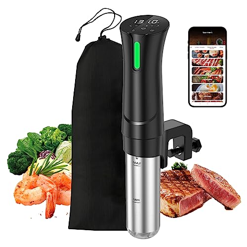 WIFI Sous Vide Machine|1100 Watts Sous Vide-Precision Cooker with Bag, Recipes| Thermal Immersion Circulator, Fast Heating with Accurate Temperature and Timer, LED Touch Screen/APP Control