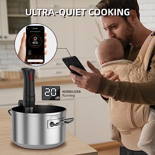 WIFI Sous Vide Machine|1100 Watts Sous Vide-Precision Cooker with Bag, Recipes| Thermal Immersion Circulator, Fast Heating with Accurate Temperature and Timer, LED Touch Screen/APP Control