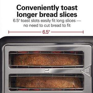 Hamilton Beach Gourmet 2 Slice Extra-Wide Slot Toaster with Sure-Toast Technology, Shade Selector, Bagel Setting, Black and Stainless Steel (22996)