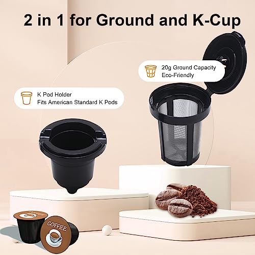 Homeleader Single Serve Coffer Maker for K-Cup and Ground Coffee, Coffee Machine with Self-Cleaning Function,6 to14oz Brew Sizes,Black