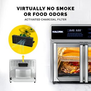 Kalorik MAXX® AFO 47631 SS AS SEEN ON TV Air Fryer Oven Grill (26 Qt) Digital Smokeless Indoor Grill and Air Fryer Oven Combo with 11 Accessories, Authentic BBQ, Rotisserie, and More | 1700W | Black & Stainless Steel (Renewed)