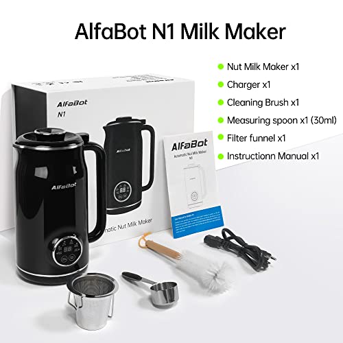 Nut Milk Maker, Automatic Almond Milk Machine for Homemade Plant-Based Milk, Oat, Soy, Almond Cow and Dairy Free Beverages, 20 oz Soy Milk Maker with Delay Start/Keep Warm/Self-Cleaning/Boiling, Black