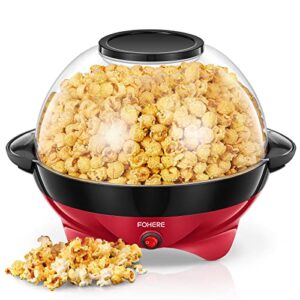 popcorn machine, 6 qt automatic stirring popcorn maker, electric hot oil popcorn popper, diy flavor，detachable & nonstick plate, large lid for serving bowl, free measuring cups，safety etl approved (6 qts)