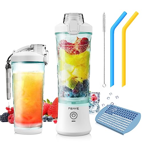 Personal Size Blender, Portable Blender for Shakes & Smoothies Fresh Fruit with 6 Blades Mini Blender Rechargerable Juicer Bottle, Small USB Mixter 20 Oz for Kitchen Home Outdoor Travel (White)