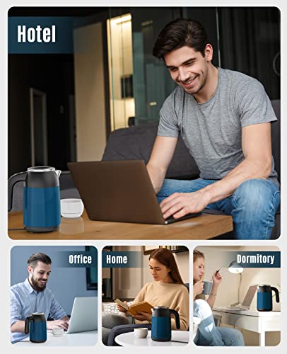 Nicewell Electric Kettle with Temperature Control, 4 Minutes Fast Water Boiler, Small Travel Kettle, with Touchable LCD Display & Auto Shut-off, for Travel, Office, Home, (450ML and 600W, Blue)