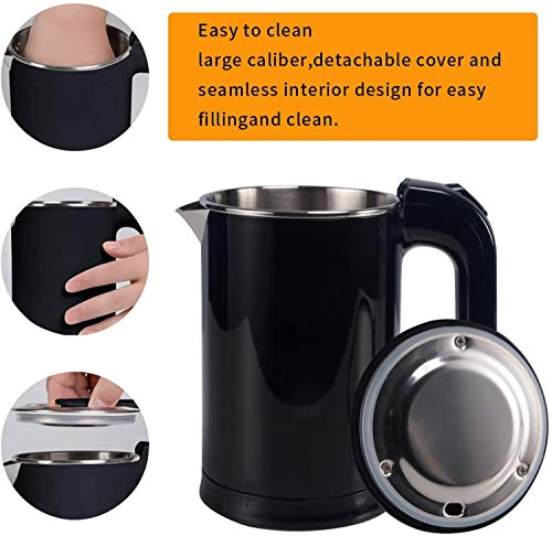 DCIGNA Electric Tea Kettle, 0.5L Stainless Steel Travel Kettle, Portable Hot Water Kettle, Auto Shut-off & Fast Boiling, Dry Protection, Suitable For Coffee, Tea, 110V/800W (Dark Blue)