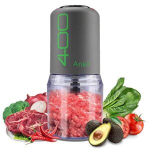 food processor blender electric vegetable chopper multifunctional meat chopper veggie and fruit mincer mixer with 4 stainless steel blades, 400-watt, 2 cup capacity (gray)