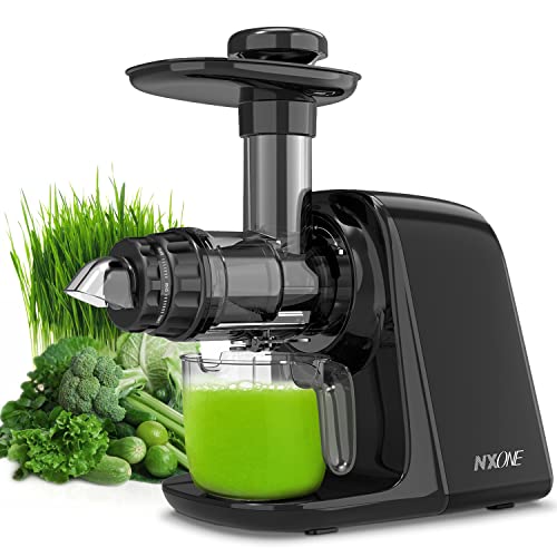 Juicer Machines, NXONE Cold Press Juicer for Vegetable and Fruit, Slow Masticating Juicer with 3 Speed Modes, Slow Juicer with Quiet Motor & Reverse Function, Easy to Clean with Brush, Black