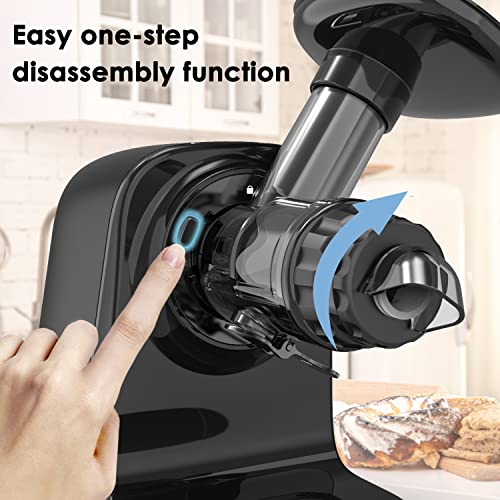 Juicer Machines, NXONE Cold Press Juicer for Vegetable and Fruit, Slow Masticating Juicer with 3 Speed Modes, Slow Juicer with Quiet Motor & Reverse Function, Easy to Clean with Brush, Black