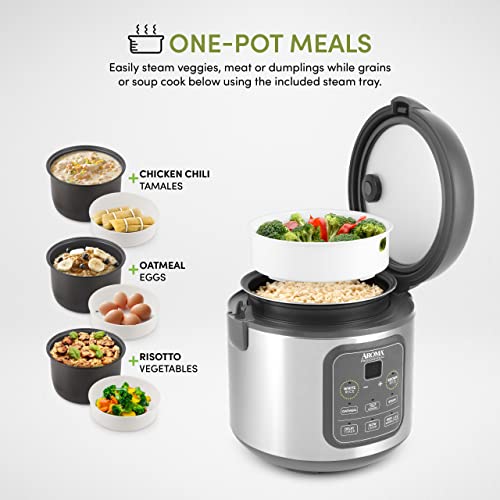 Aroma Housewares Professional 8-Cup (Cooked) / 2Qt. Digital Rice & Grain Multicooker (ARC-994SG), Gray