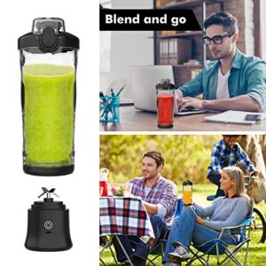 Portable Blender, Personal Size Blender for Shakes and Smoothies, 20oz USB Rechargeable Small Bottle Blender with 6 Blades for Kitchen/Home/Travel