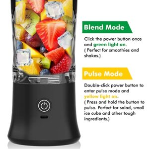 Portable Blender, Personal Size Blender for Shakes and Smoothies, 20oz USB Rechargeable Small Bottle Blender with 6 Blades for Kitchen/Home/Travel