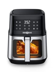 air fryer, paris rhÔne 5.3 qt with viewing window & ceramic coated non-stick basket, large air fryer oven with 8-in-1 functions one touch control, no pre-heating, with detachable tray easy to clean