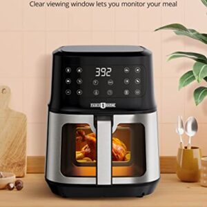 Air Fryer, PARIS RHÔNE 5.3 QT with Viewing Window & Ceramic Coated Non-Stick Basket, Large Air Fryer Oven with 8-in-1 Functions One Touch Control, NO Pre-heating, with Detachable Tray Easy to Clean