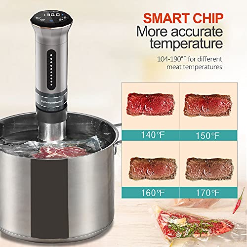 KitchenBoss Sous Vide Cooker Machine: Ultra-quiet 1100 Watt IPX7 Waterproof Water Thermal Immersion Circulator Accurate Temperature Control Digital Display Slow Cooking Sous-vide